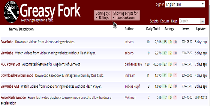 GreasyFork wide scriptlist | Userstyles.org
