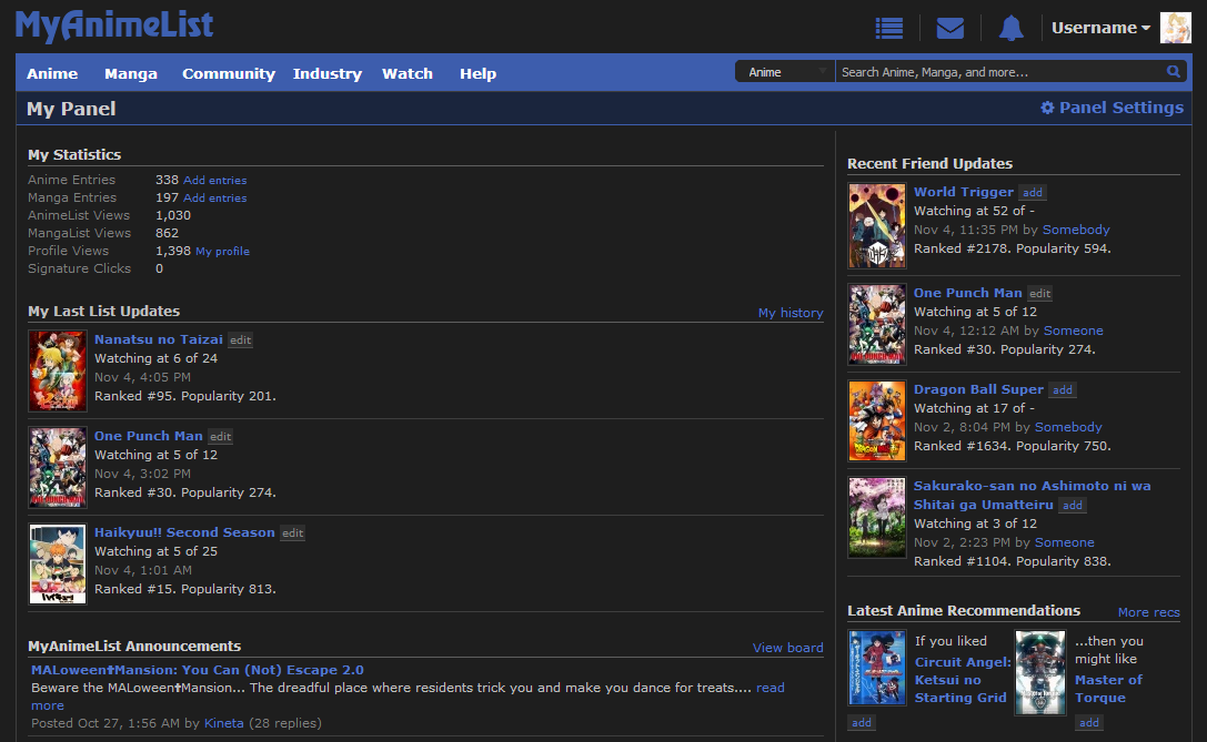 Myanimelist Themes & Skins | Userstyles.org
