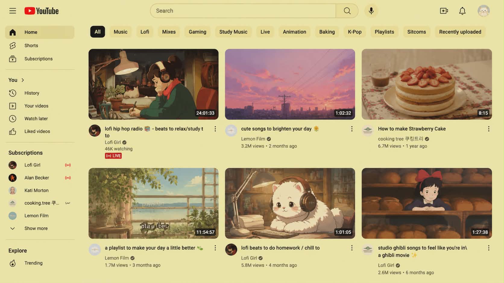 light yellow youtube background | Userstyles.org